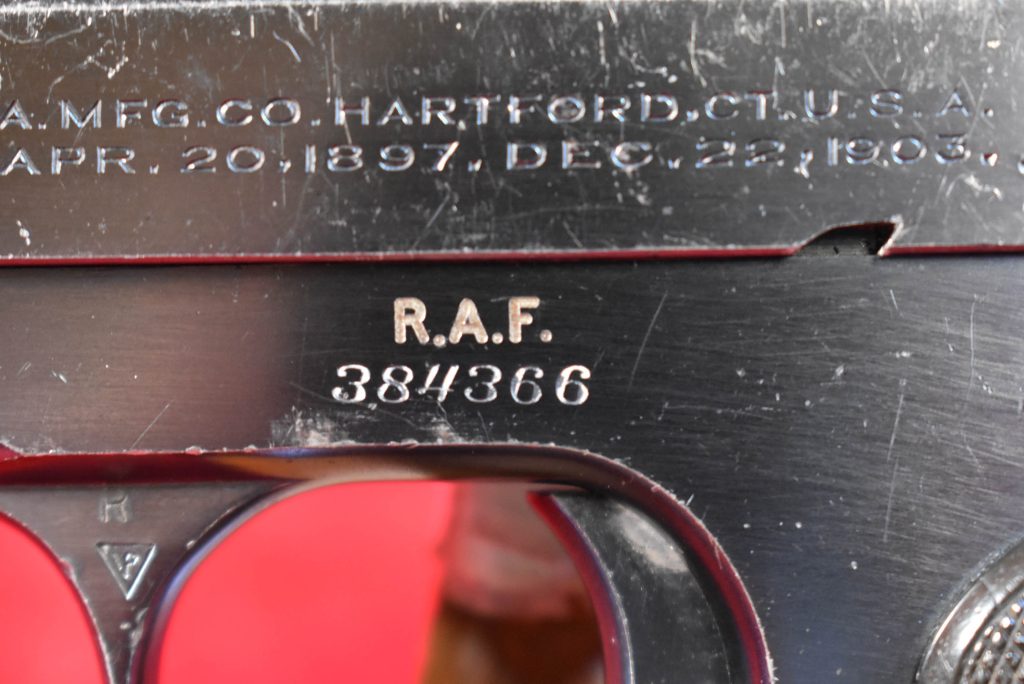 SOLD VERY RARE BRITISH RAF MARKED, COLT 1903 POCKET HAMMERLESS PISTOL ...