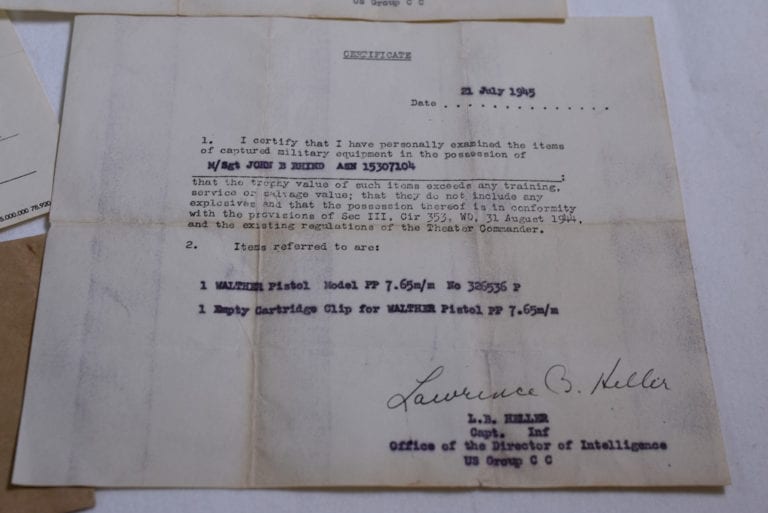 SOLD IMPORTANT WALTHER PP PISTOL.....WELL DOCUMENTED WAR TROPHY OF W/O ...