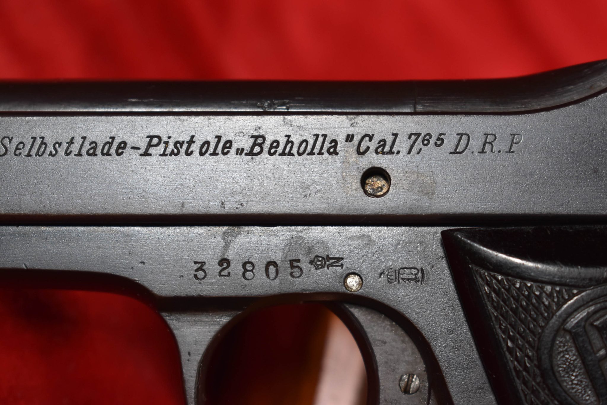 SOLD GERMAN WWI MILITARY ISSUE “BEHOLLA” PISTOL, WITH PRUSSIAN EAGLE ON ...